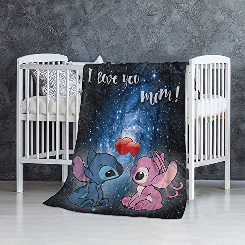 Stitch Blanket I Love You Mom Warm Soft Throw Blanket for Bed Sofa Travel Kids Teens Adults Gift 50"x60"