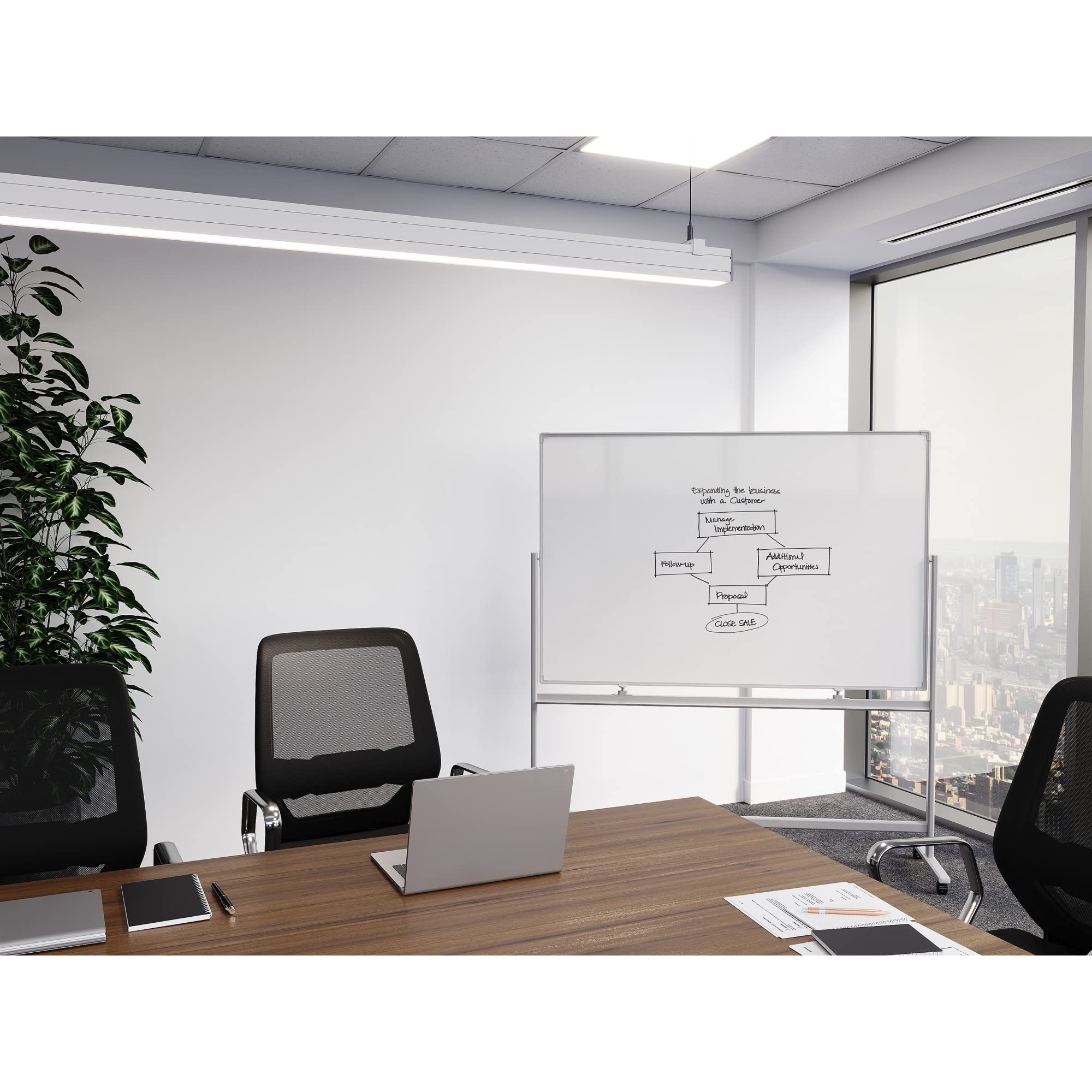 WorkPro® Double-Sided Mobile Magnetic Dry-Erase Whiteboard Easel, 72" x 48", Aluminum Frame With Silver Finish