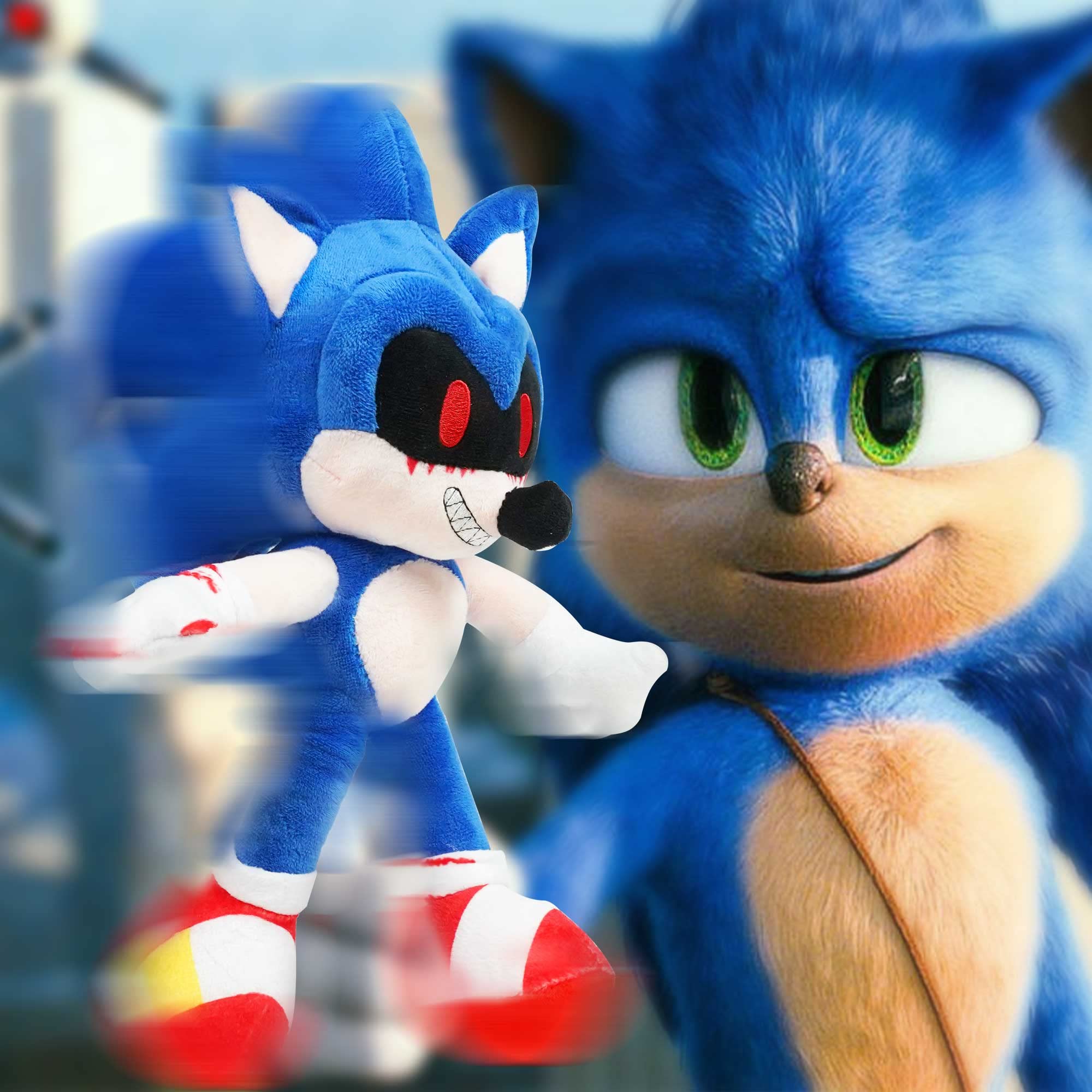 sh Toys 14.6 Inch Evil Dark Sonic.exe Plush Toy, Blood Dark Sonic Stuffed Plush Doll, Gift for Kid Adult and Game Sonic Fans (Sonic exe)
