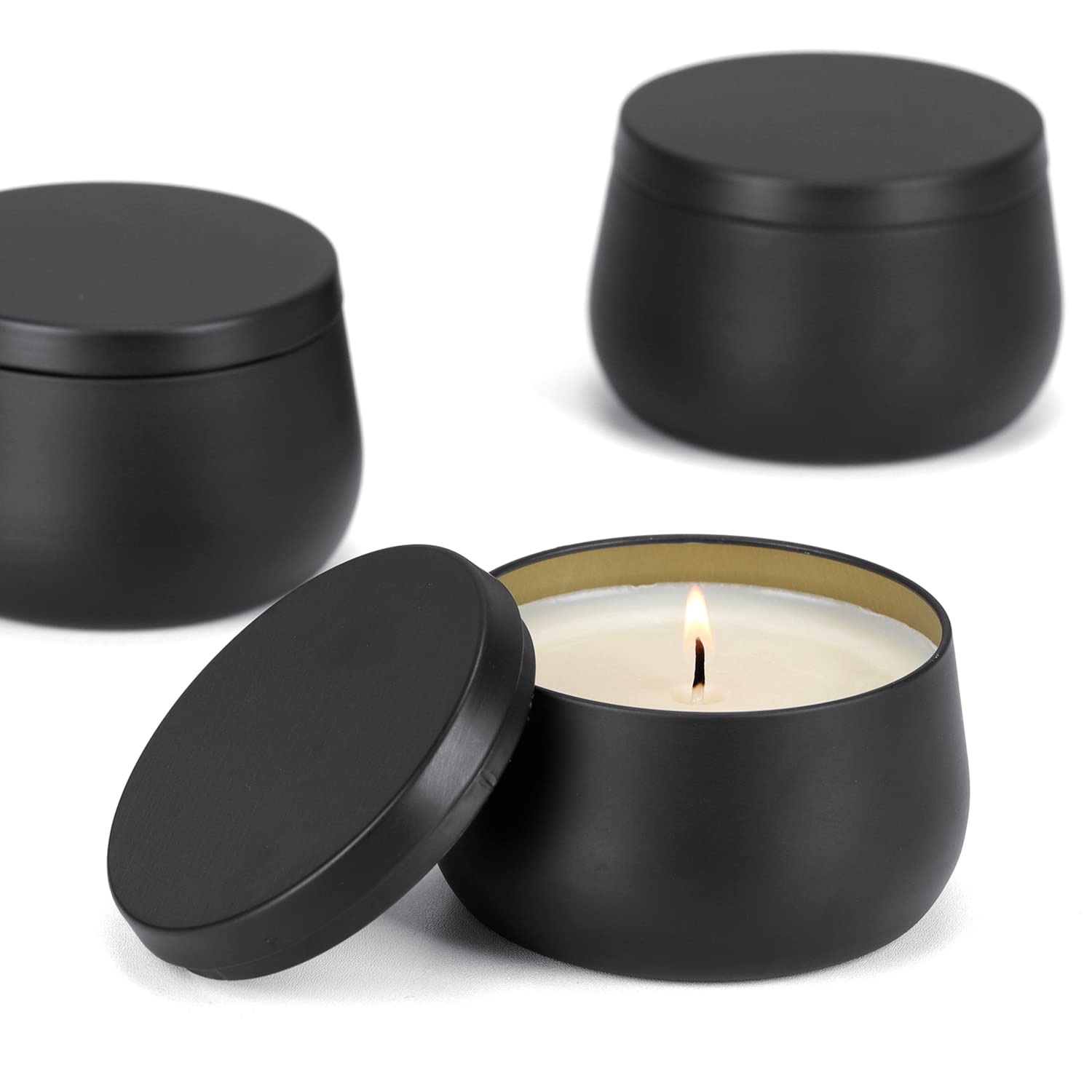 Black Candle Tins 24 Pieces,8oz Candle Jars Candle Containers with Lids, 8 oz, for Candles Making, Arts & Crafts, Storage, and Gifts