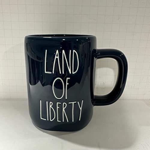Rae Dunn LAND OF LIBERTY Mug - Fourt of July - July 4th - Veteran's Day gift - NAVY BLUE - Ceramic