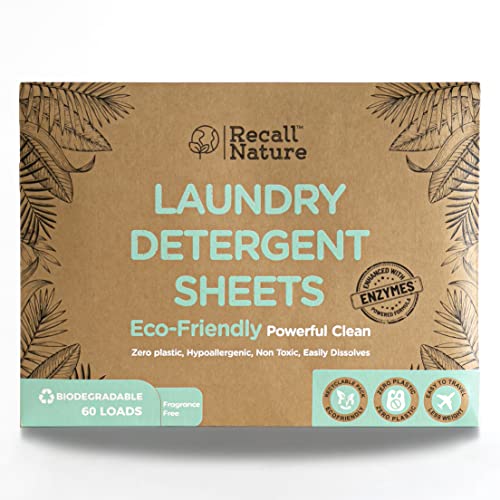 Laundry Detergent Sheets Eco Friendly - Plastic Free Strips 60 Loads (Unscented)