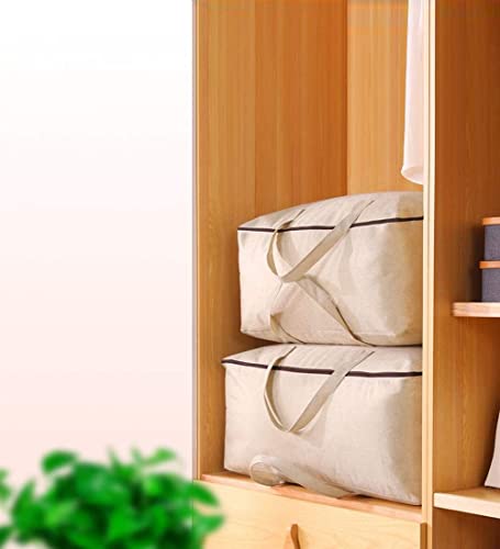 Beige Canvas Soft Storage Bags Set, Breathable Fabric, Large Different Size for Closet Shelves, 1pcs XL Bag, 2pcs L Size Bags