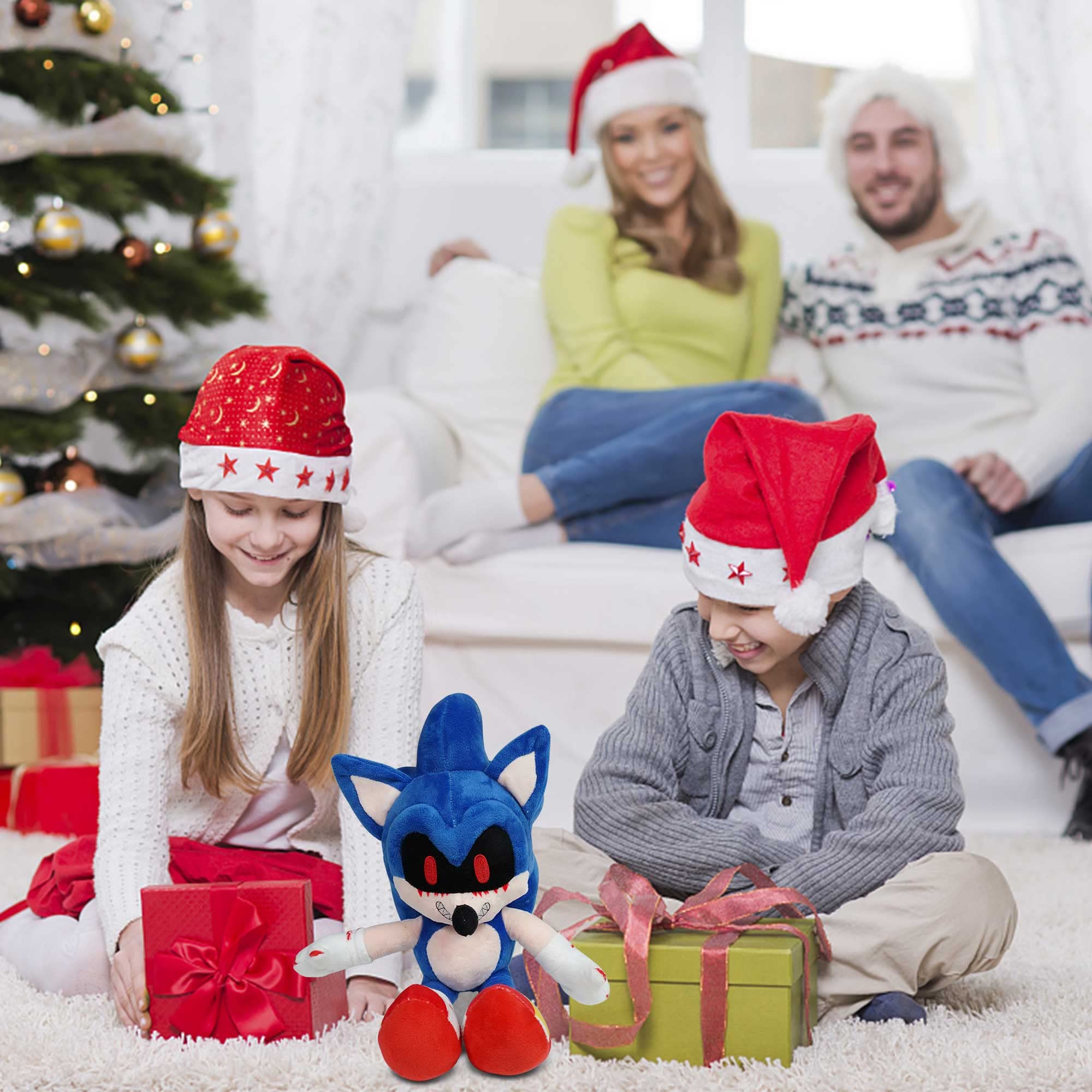 sh Toys 14.6 Inch Evil Dark Sonic.exe Plush Toy, Blood Dark Sonic Stuffed Plush Doll, Gift for Kid Adult and Game Sonic Fans (Sonic exe)