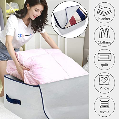Beige Canvas Soft Storage Bags Set, Breathable Fabric, Large Different Size for Closet Shelves, 1pcs XL Bag, 2pcs L Size Bags