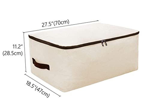 Beige Canvas Soft Storage Bags Set, Breathable Fabric, Large Different Size for Closet Shelves, 1pcs XL Bag, 2pcs L Size Bags