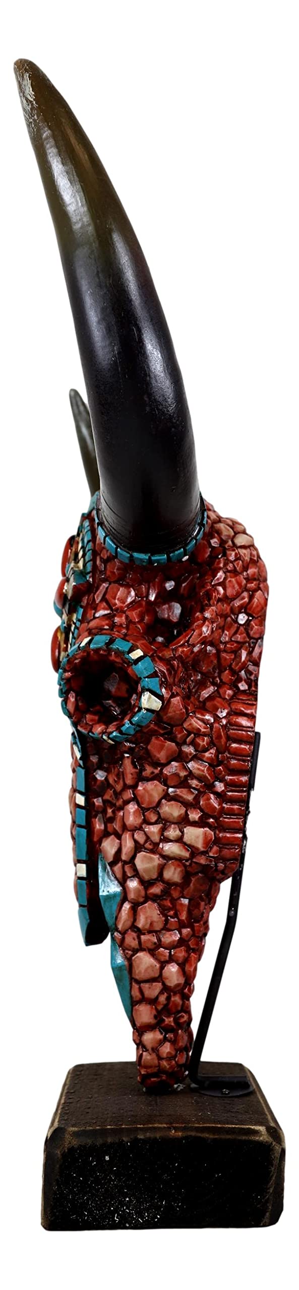 Ebros Gift 18" High Large Western Southwest Steer Bison Buffalo Bull Cow Skull Head with Red Fire Stones Turquoise Beads and Cross Design Desktop Sculpture Native Indian Sacred Skulls