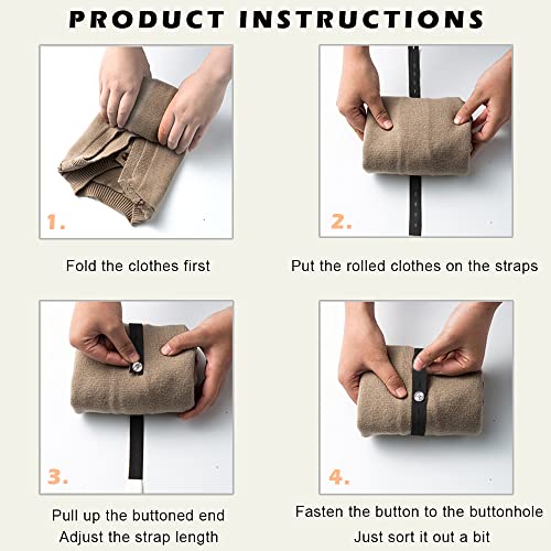 LELE LIFE 30Pcs Roll-up Clothes Storage Elastic Band, Adjustable Clothing Storage Strap with Button and Buttonholes, Travel Luggage Space Saver, Drawer and Closet Organizer, White