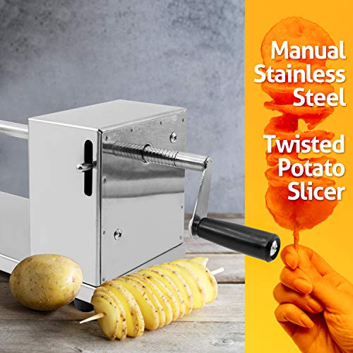 RioRand Manual Stainless Steel Twisted Potato Slicer Spiral Vegetable Cutter French Fry