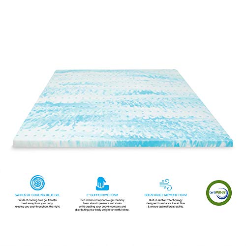BioPEDIC 2" Gel Swirl Memory Foam True to Size Mattress Topper, Full