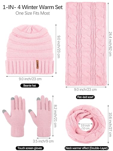 Aneco Winter Warm Knitted Scarf Beanie Hat and Gloves Set Men & Women's Soft Stretch Hat Scarf and Mitten Set