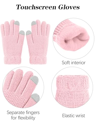 Aneco Winter Warm Knitted Scarf Beanie Hat and Gloves Set Men & Women's Soft Stretch Hat Scarf and Mitten Set