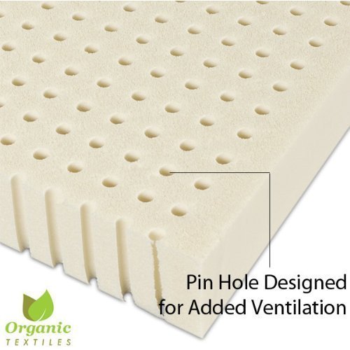 OrganicTextiles 100% Organic Latex Mattress Topper, King Size 2" Thick, Firm, Soft Bamboo Bed Topper Cover Included