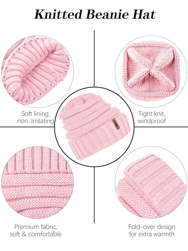 Aneco Winter Warm Knitted Scarf Beanie Hat and Gloves Set Men & Women's Soft Stretch Hat Scarf and Mitten Set