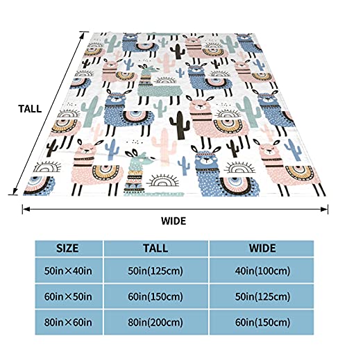 Llama and Cactuses Throw Blanket Warm Ultra-Soft Micro Fleece Blanket for Bed Couch Living Room Decoration