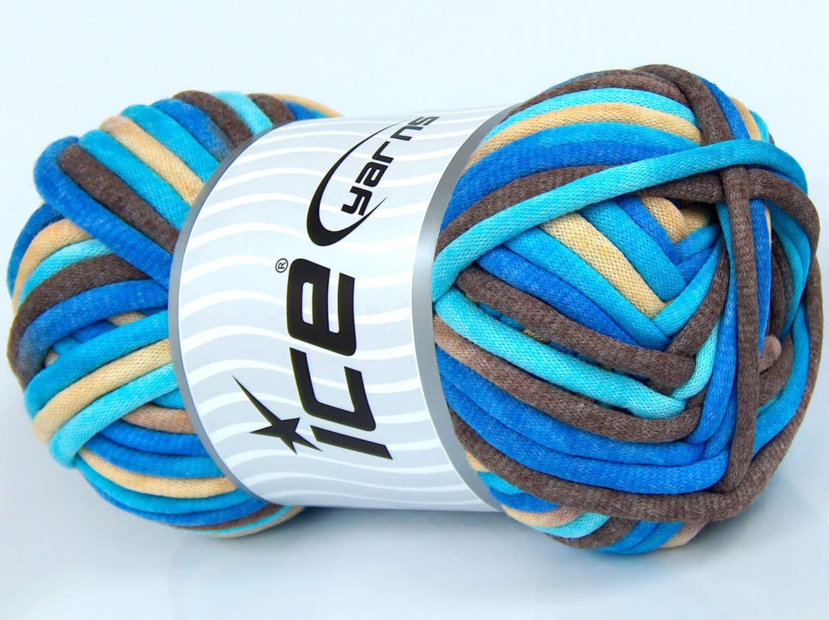 250 gr ICE YARNS Tube Cotton Jumbo Color (40% Cotton) Yarn Blue Shades Brown Shades Cream