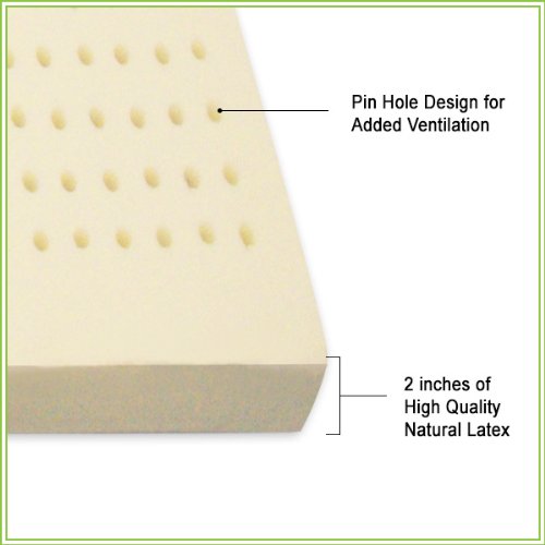 OrganicTextiles 100% Organic Latex Mattress Topper, King Size 2" Thick, Firm, Soft Bamboo Bed Topper Cover Included