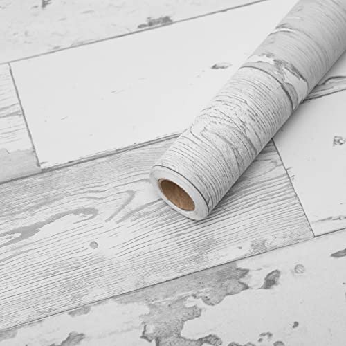 Art3d 120"x17.3" Peel and Stick Wallpaper - Decorative Self Adhesive Contact Paper for Cabinets Countertop Shelf Kitchen Wallpaper,White-Washed