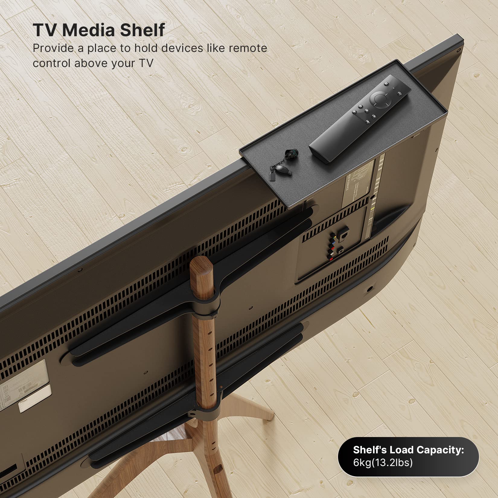PUTORSEN Premium Wood Easel TV Stand, Adjustable TV Tripod Stand for 45-65 Inch LED LCD Screen, Swivel TV Floor Stand with Top TV Shelf and Magnetic Concealed Cable Management, Max Load 88lbs, Walnut