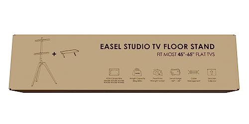 PUTORSEN Premium Wood Easel TV Stand, Adjustable TV Tripod Stand for 45-65 Inch LED LCD Screen, Swivel TV Floor Stand with Top TV Shelf and Magnetic Concealed Cable Management, Max Load 88lbs, Walnut