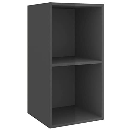 Homvdxl Floating TV Stand Set, 2PCS Wall Mounted Entertainment Center with Storage Cabinet 28.3" Modern TV Media Console Living Room Sideboard Cupboard Unit, Grey High Gloss