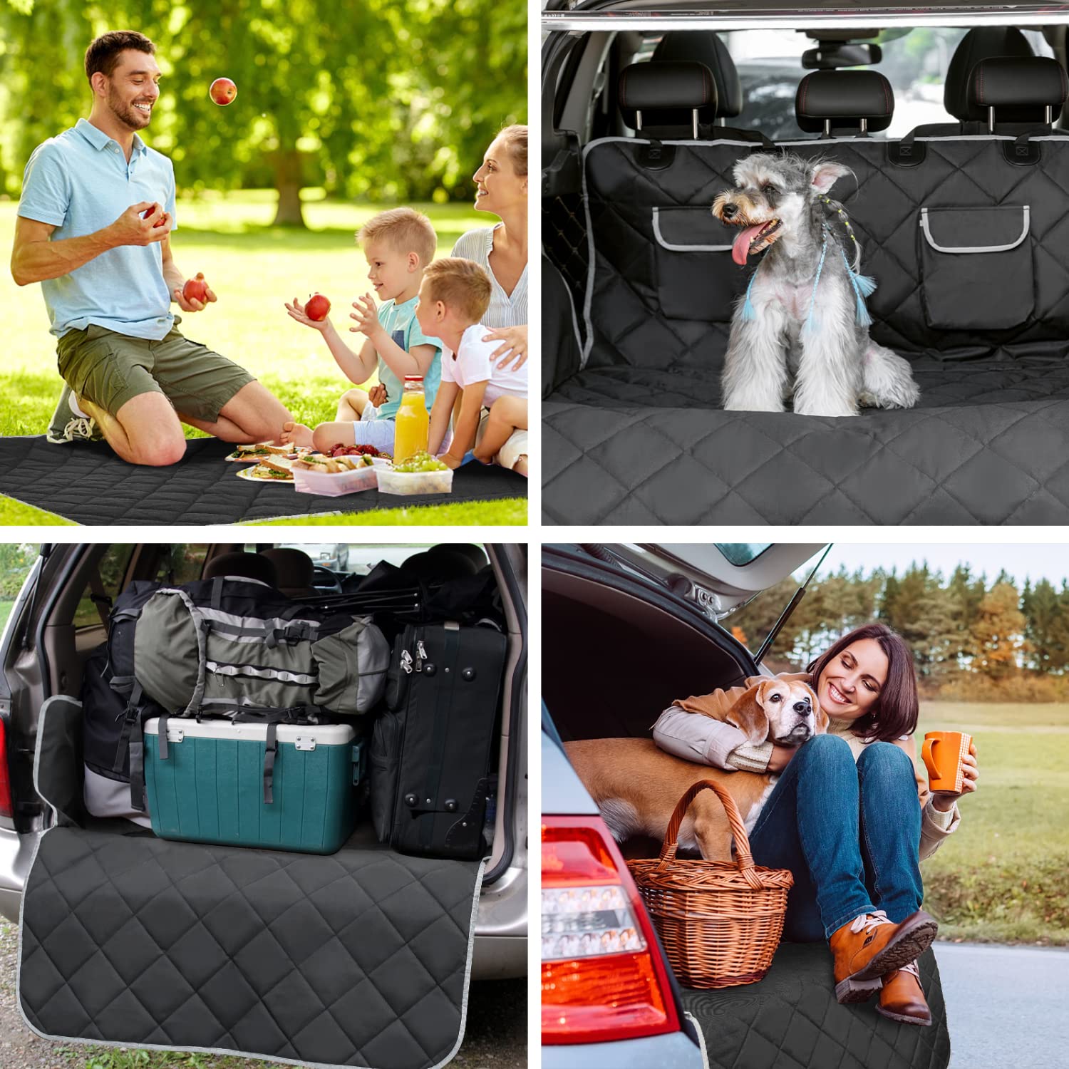 Nobleza Cargo Liner for Dogs, Nonslip Waterproof Dog Car Cover for SUV with Bumper Flaps and Storage Pockets, Universal Washable Pet Cargo Trunk Liner Protector for Safety, 40.5" W x 72.5" L