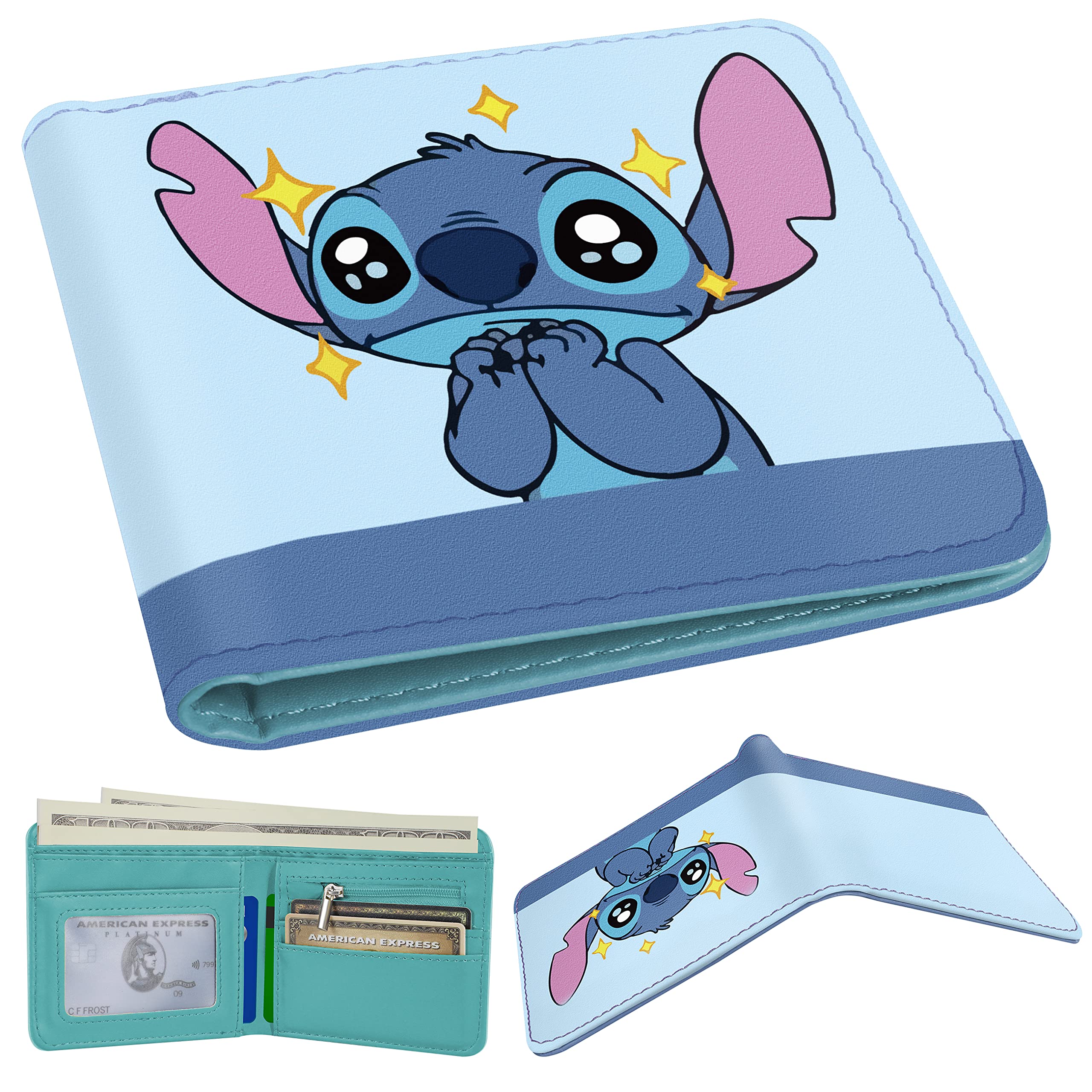 Toyuma Leather Wallet for Boys Wallets for Girls Kids Wallet Cute Kawaii Anime Cool Cartoon Fun Purse Credit ID Card Slim Bifold Small Coin Purses for Teens Boys Minimalist Wallet, Eyes Shidi