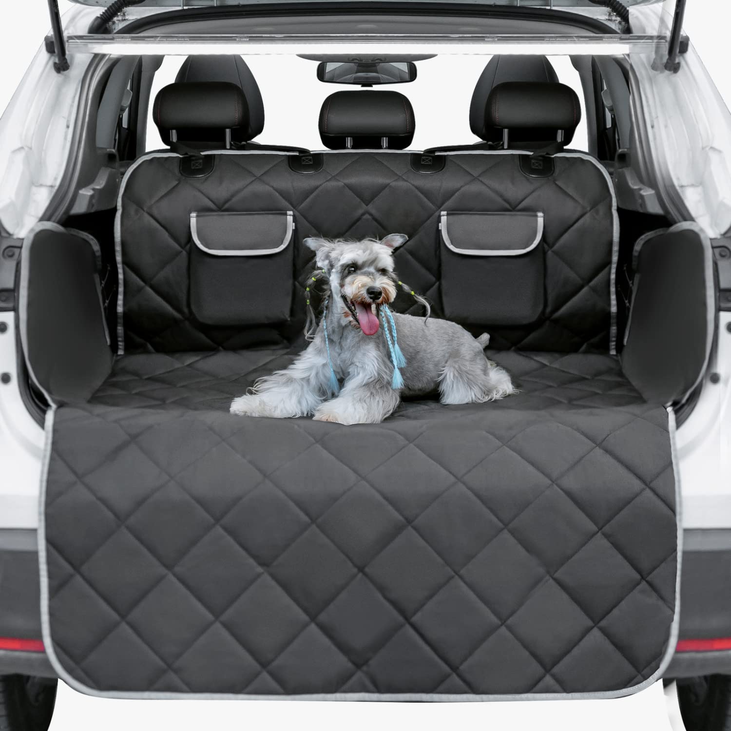 Nobleza Cargo Liner for Dogs, Nonslip Waterproof Dog Car Cover for SUV with Bumper Flaps and Storage Pockets, Universal Washable Pet Cargo Trunk Liner Protector for Safety, 40.5" W x 72.5" L