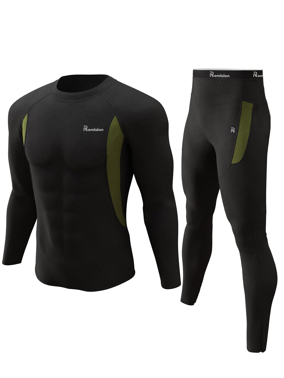 romision Thermal Underwear for Men- Fleece Lined Long Johns Winter Hunting Gear Base Layer Top & Bottom Set for Cold Weather A-Black