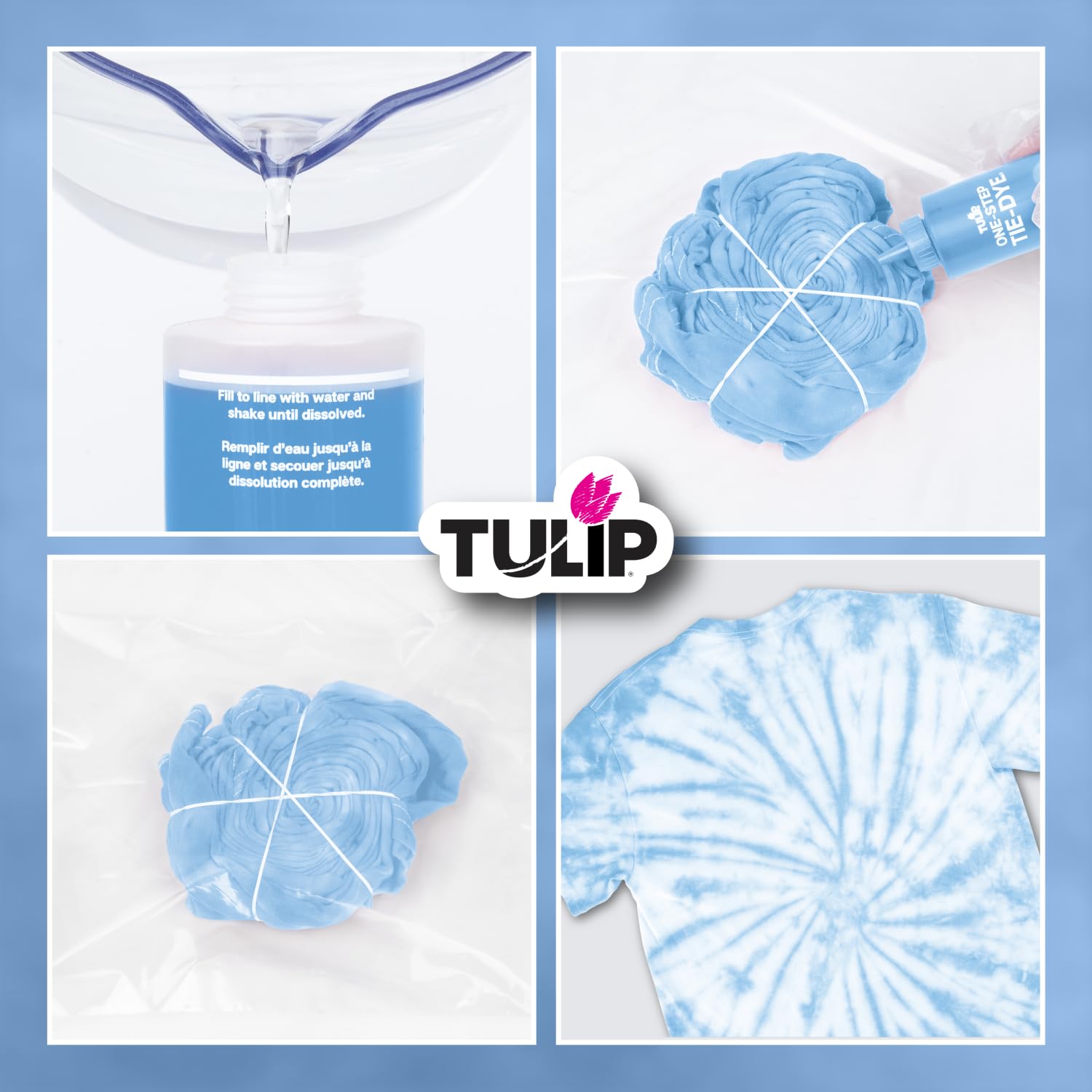 Tulip One-Step Tie-Dye Kit, Vibrant Colors for Fabric 4 fl oz, Sky