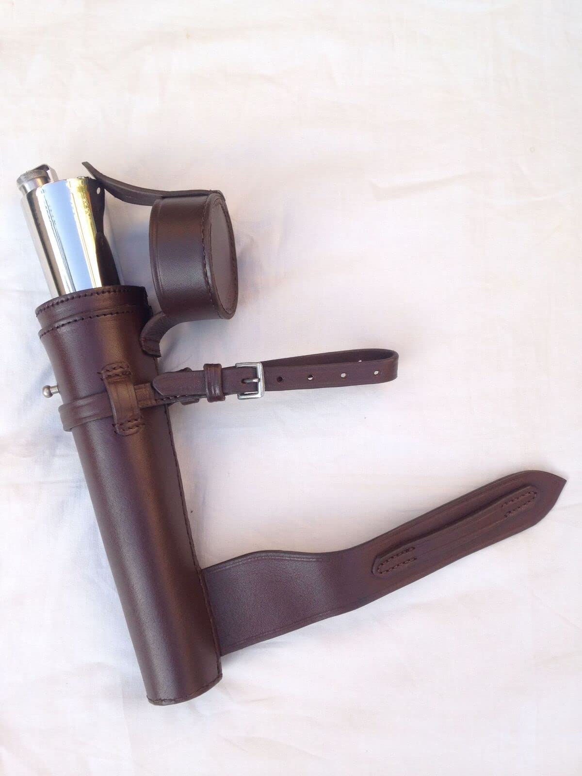 Horse Saddle Flask Set Saddle Hip Flask Brown Leather Cased stainless steel baton Saddle Flask Fox Hunting Horse Flask Riding Christmas Gifts For Him Her (Brown)