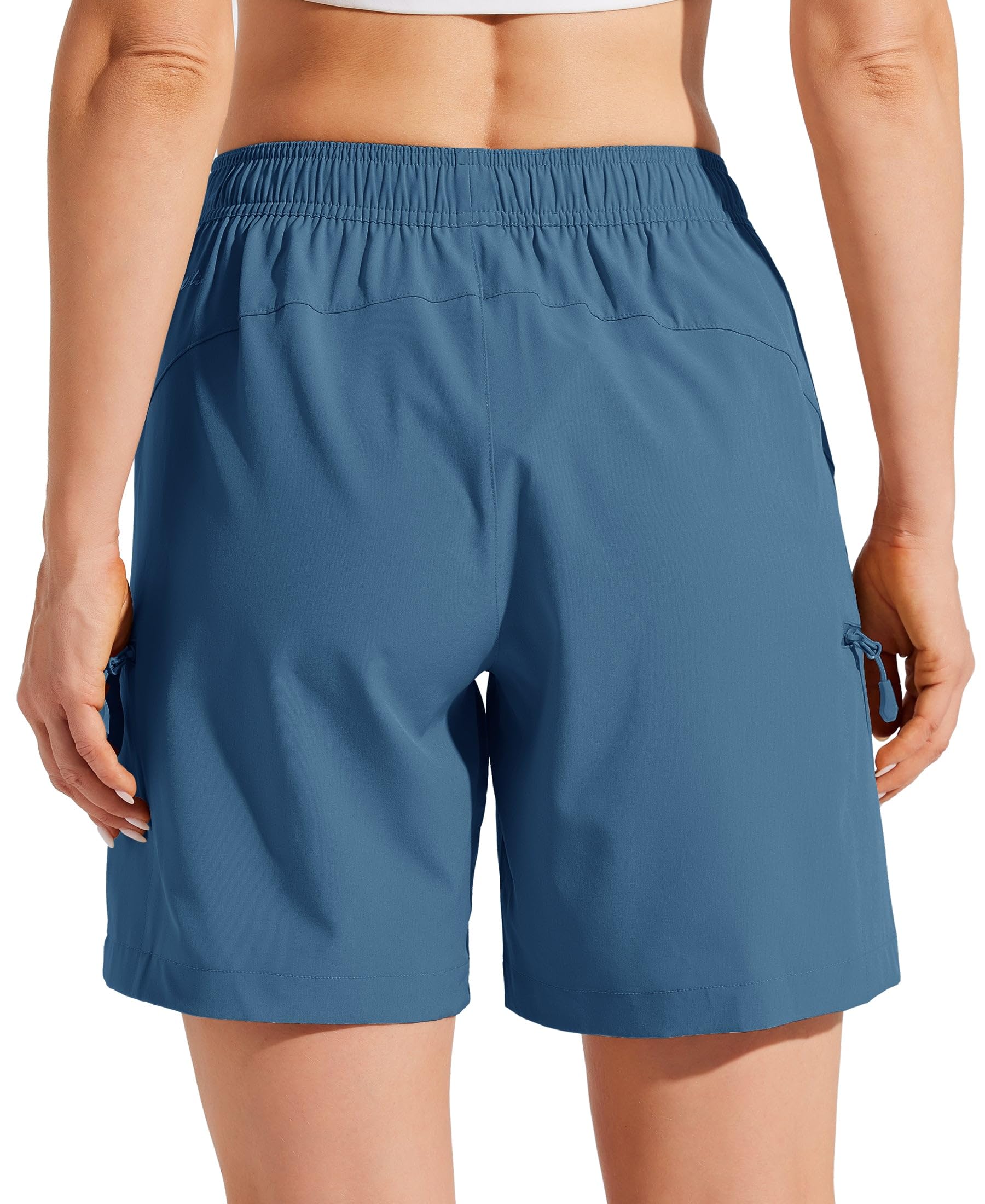 Willit Women's Shorts Hiking Cargo Shorts Quick Dry Golf Active Athletic Shorts 7" Lightweight Summer Shorts with Pockets Ocean Blue L