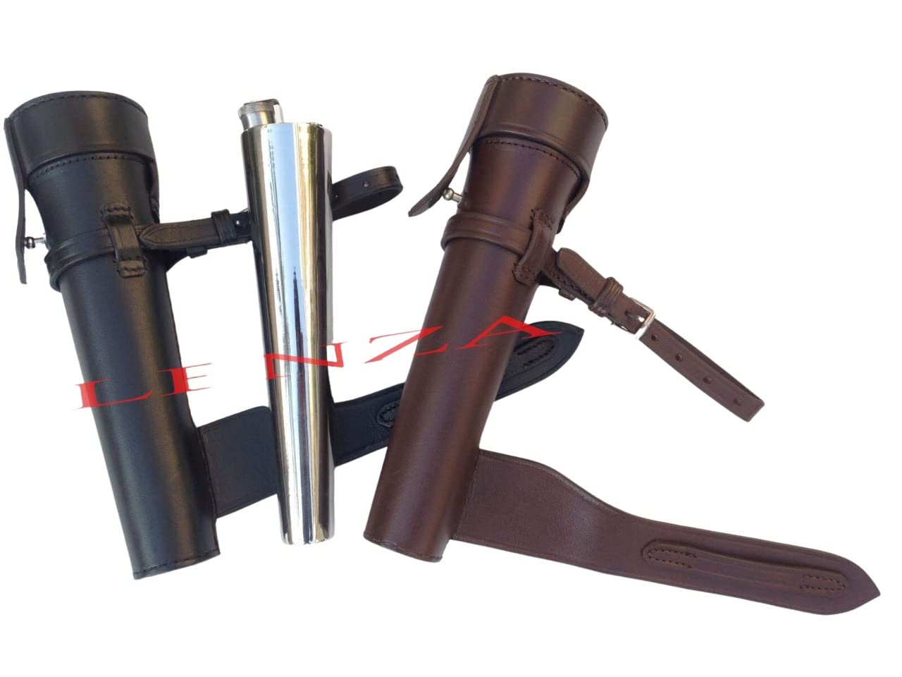 Horse Saddle Flask Set Saddle Hip Flask Brown Leather Cased stainless steel baton Saddle Flask Fox Hunting Horse Flask Riding Christmas Gifts For Him Her (Brown)