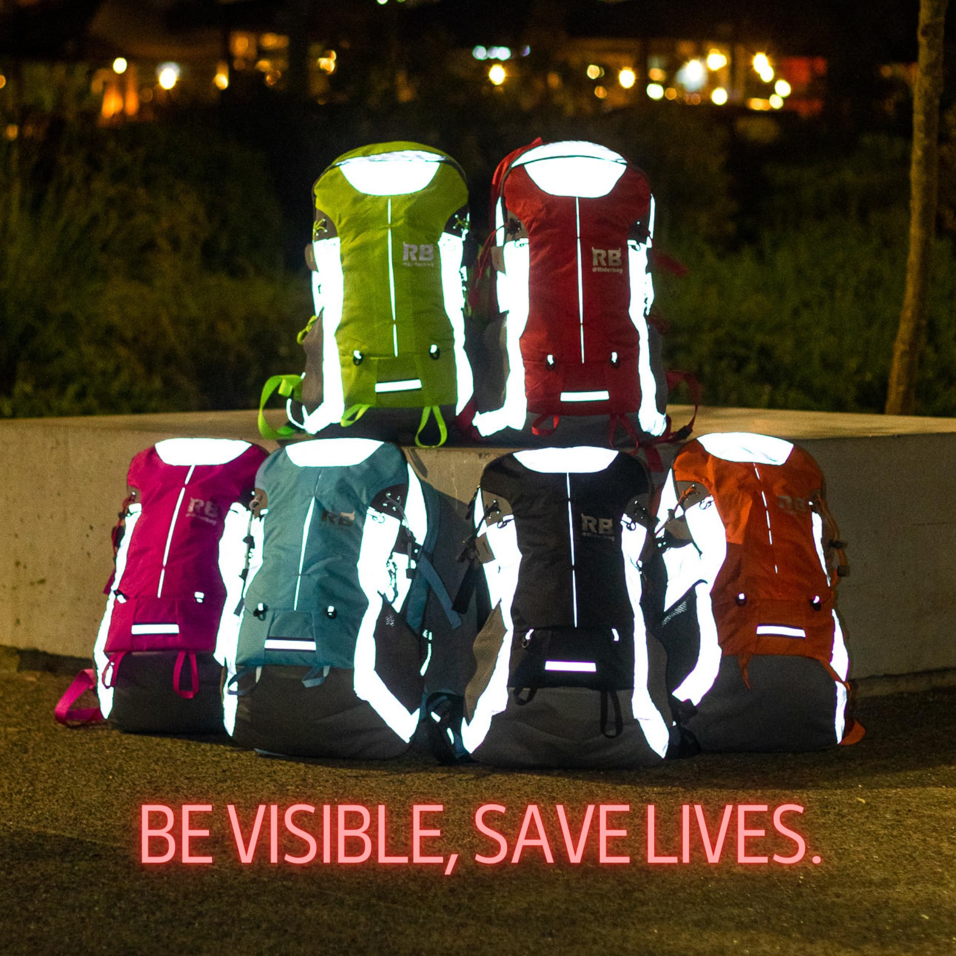 riderbag Reflective Motorcycle Backpack 35L, Lightweight Water-Resistant Daypack with Laptop Pocket for Commuting, Biking, and Daily Use β Red