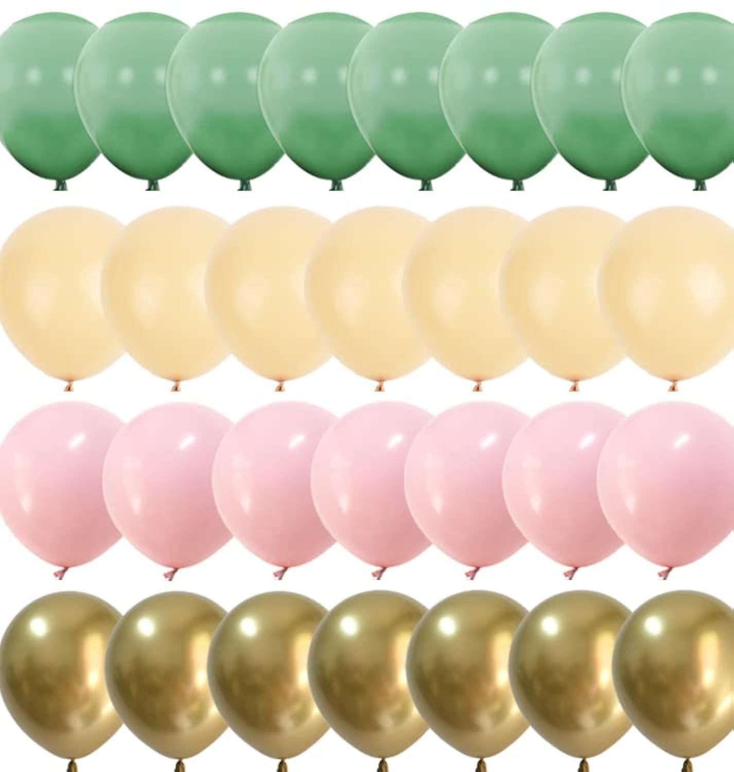 Pink Sage Green Balloons – Assorted Nude Pink Olive Green Gold Balloons 12inch for Gender Reveal Bridal Shower Cactus Party Decorations (Sage Green +Pink)