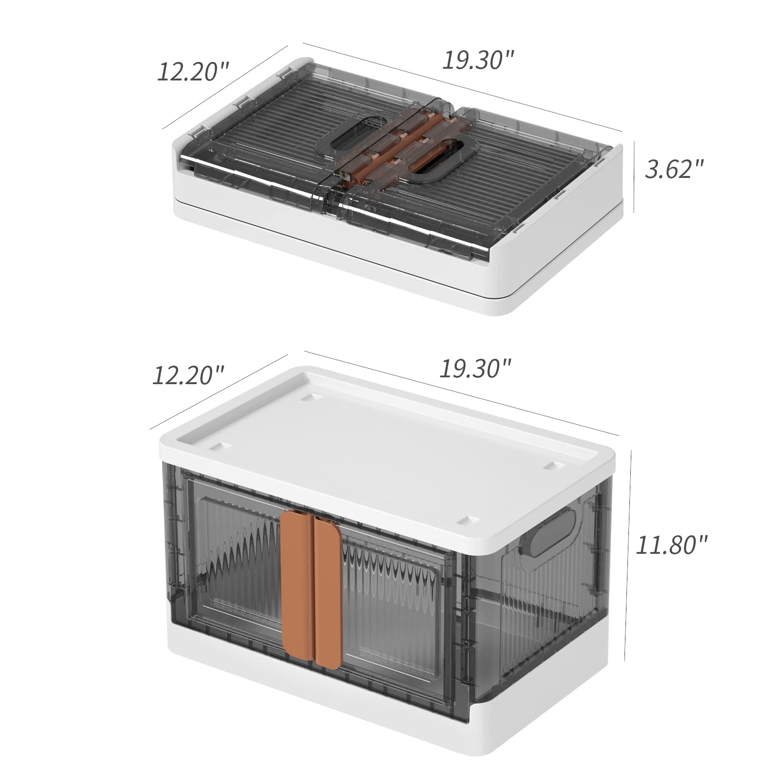 HAIXIN Storage Bins with Lids, Collapsible and Stackable Storage Bins, Plastic Closet Organizer, 8.4 Gal Folding Storage Box, Containers for Organizing with Door, 1 Pack