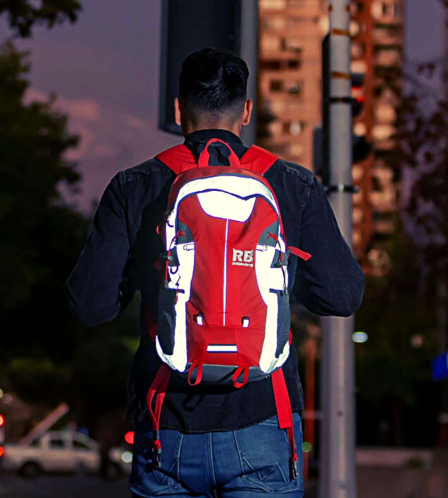 riderbag Reflective Motorcycle Backpack 35L, Lightweight Water-Resistant Daypack with Laptop Pocket for Commuting, Biking, and Daily Use β Red