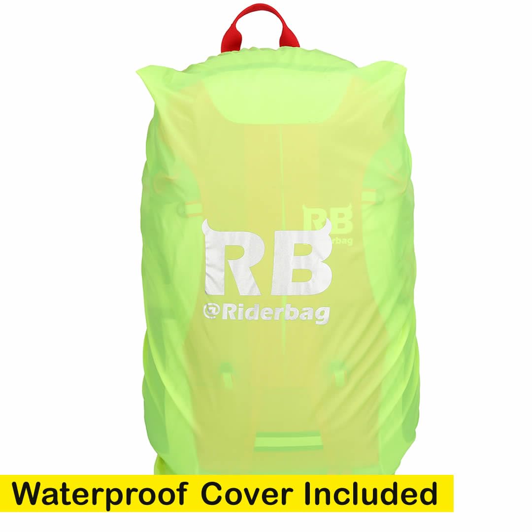 riderbag Reflective Motorcycle Backpack 35L, Lightweight Water-Resistant Daypack with Laptop Pocket for Commuting, Biking, and Daily Use β Red