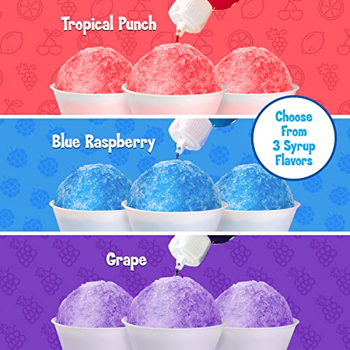 Kool-Aid Snow Cone Syrup Party Kit, Shaved Ice, Comes With Straws, Cups, Spoons, Flavors Of Tropical Punch, Grape, Blue Raspberry, Fun For Kids, Celebrations, Gifting, Multicolor