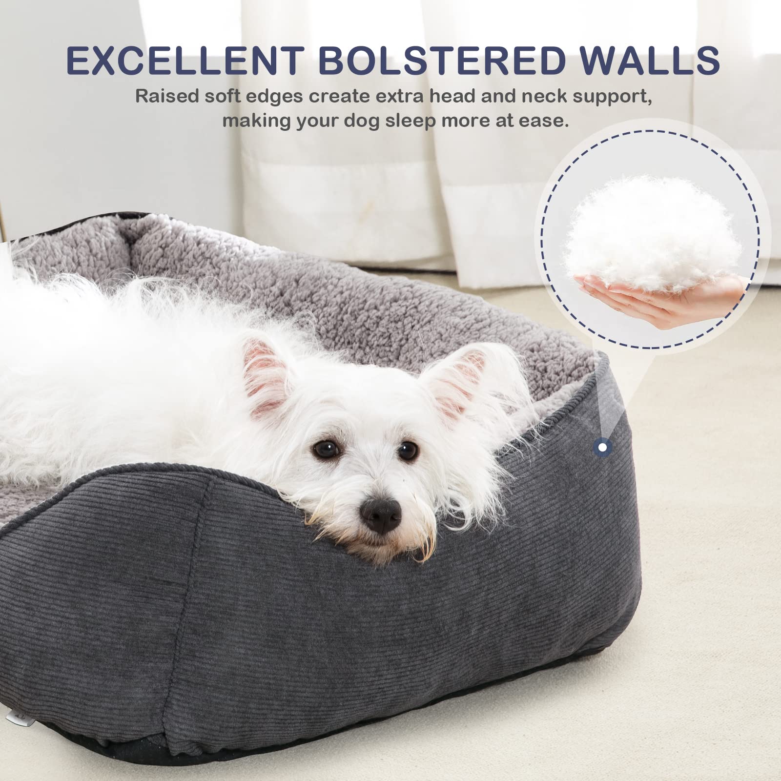Siooko Large Dog Beds for Large Dogs Machine Washable Rectangle Pet Beds with Anti-Slip Bottom, Soft Sleeping Dog Sofa Bed Durable (30'', Grey)