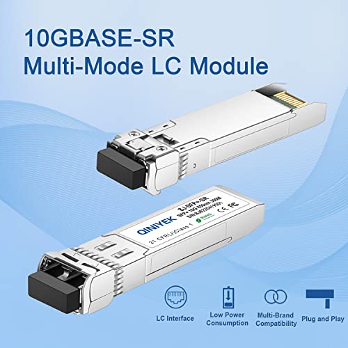 2Pack 10GBase-SR SFP+ Transceiver, SFP+ Multi-Mode to LC Module, 850nm MMF,up to 300 m,Compatible with Cisco SFP-10G-SR, Unifi UF-MM-10G, Meraki MA-SFP-10GB-SR,Fortinet,Mikrotik,Netgear,Supermicro