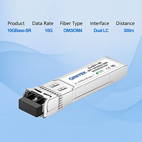 2Pack 10GBase-SR SFP+ Transceiver, SFP+ Multi-Mode to LC Module, 850nm MMF,up to 300 m,Compatible with Cisco SFP-10G-SR, Unifi UF-MM-10G, Meraki MA-SFP-10GB-SR,Fortinet,Mikrotik,Netgear,Supermicro