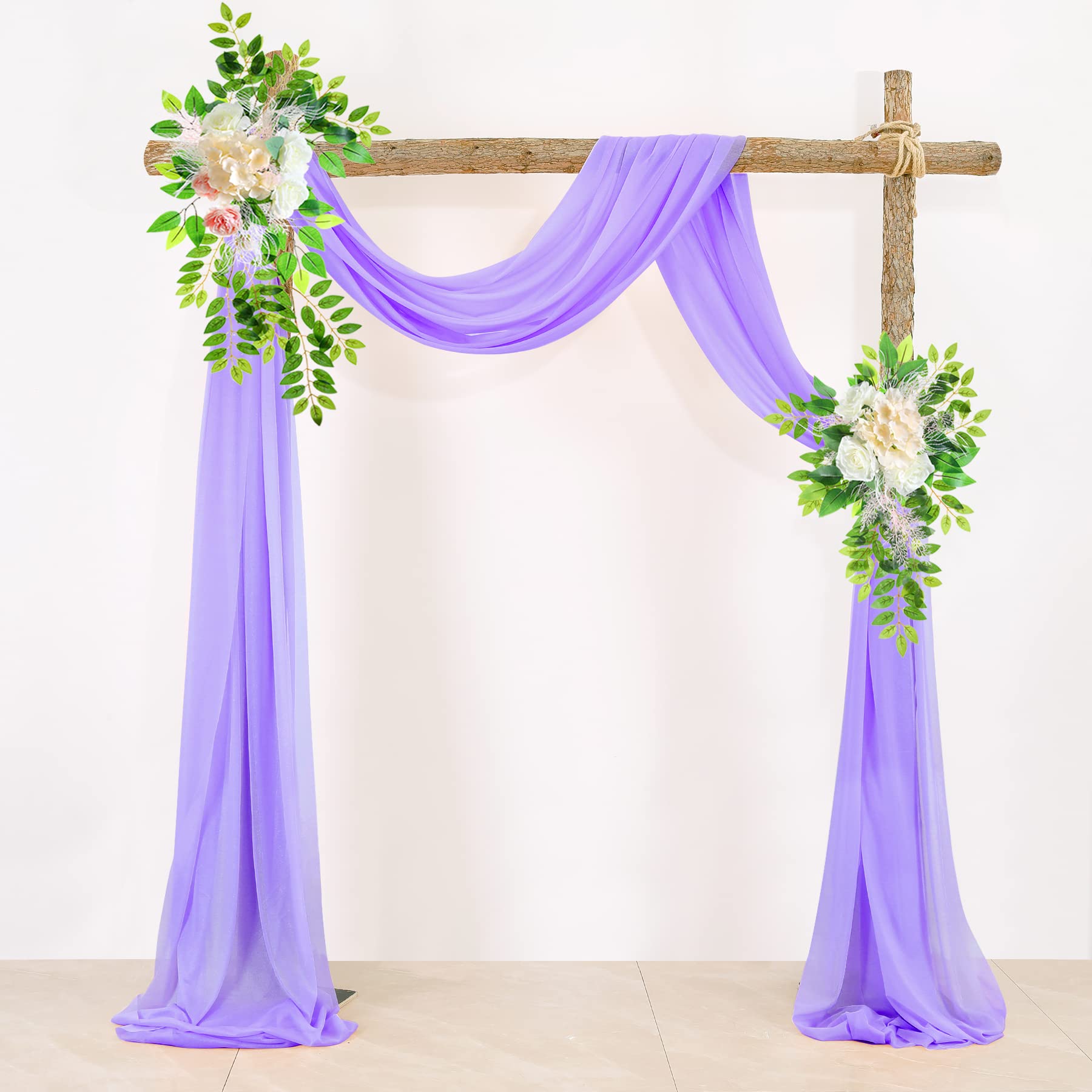GRUKVAR Wedding Arch Drapes Lavender Ceiling Drapes Purple Gauze Fabric 2 Panels Shinny Wedding Archway Arches Decorations Party Background Celebrations Sheer Backdrop Curtains for Engagement Drapery