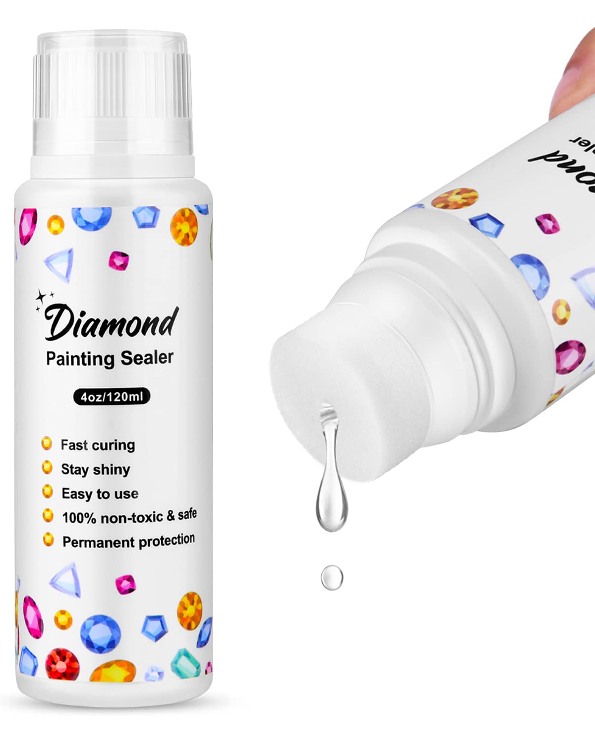 Diamond Painting Sealer 120ML, 5D Diamond Painting Glue for Permanent Hold & Shine Effect (4 OZ)