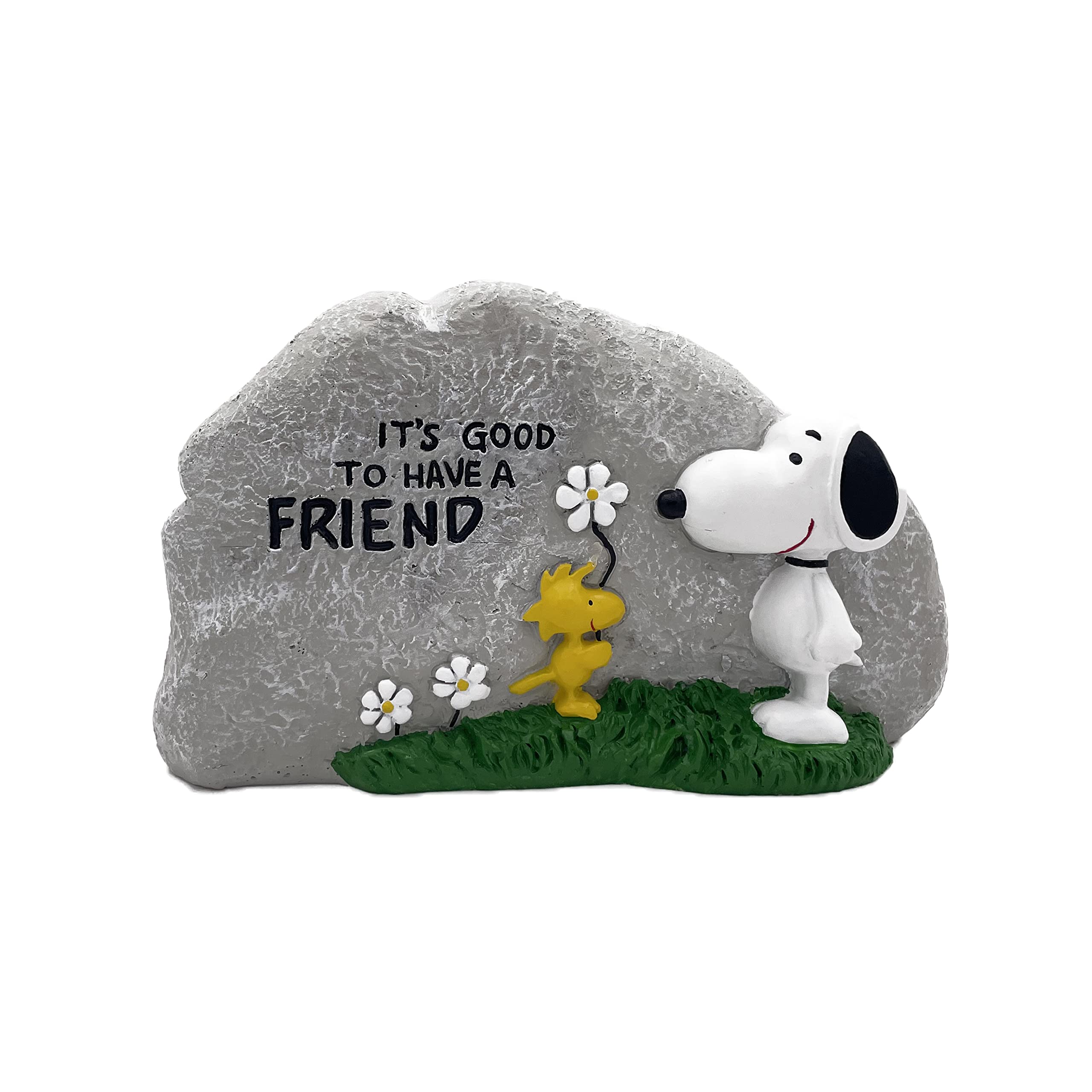 BACKYARD GLORY Peanuts Snoopy and Woodstock It's Good to Have a Friend Everyday Outdoor Garden Rock 4 inches, Tall, Officially Licensed Peanuts Product