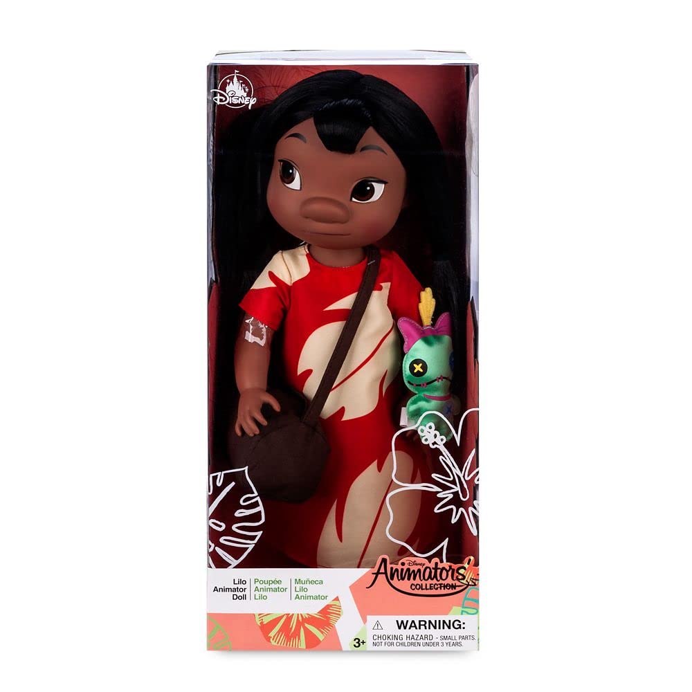 Disney Animators' Collection Lilo Doll β Lilo & Stitch β 16 Inches - Scrump with Molded Details, Fully Posable Toy in Satin Dress - Suitable for Ages 3+ Toy Figure