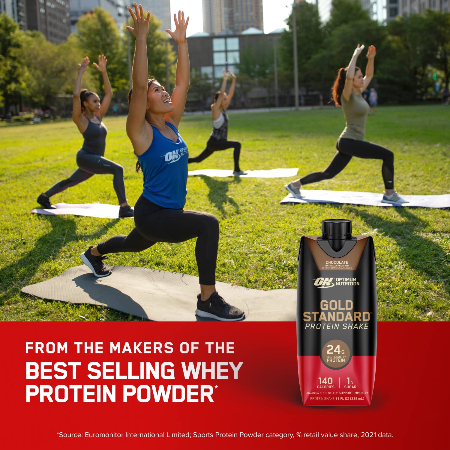 Optimum Nutrition Gold Standard Protein Shake, 24g Protein, Ready to Drink Protein Shake, Gluten Free, Vitamin C for Immune Support, Chocolate, 11 Fl Oz, Pack of 4 (Packaging May Vary)