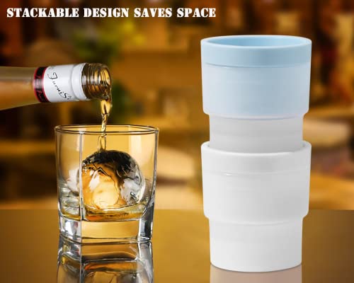 DAPOWER Ice Ball Maker Mold - Set of 2, Round Ice Cube Mold, 2.4 Inch Sphere Ice Cubes for Whiskey, Cocktails, Bourbon (2, White)