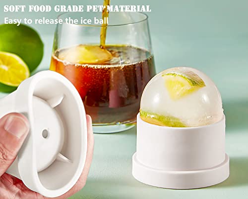 DAPOWER Ice Ball Maker Mold - Set of 2, Round Ice Cube Mold, 2.4 Inch Sphere Ice Cubes for Whiskey, Cocktails, Bourbon (2, White)