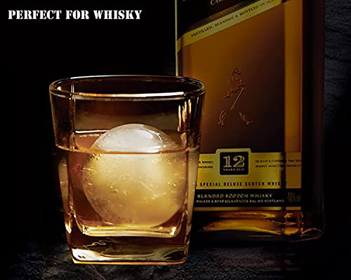 DAPOWER Ice Ball Maker Mold - Set of 2, Round Ice Cube Mold, 2.4 Inch Sphere Ice Cubes for Whiskey, Cocktails, Bourbon (2, White)